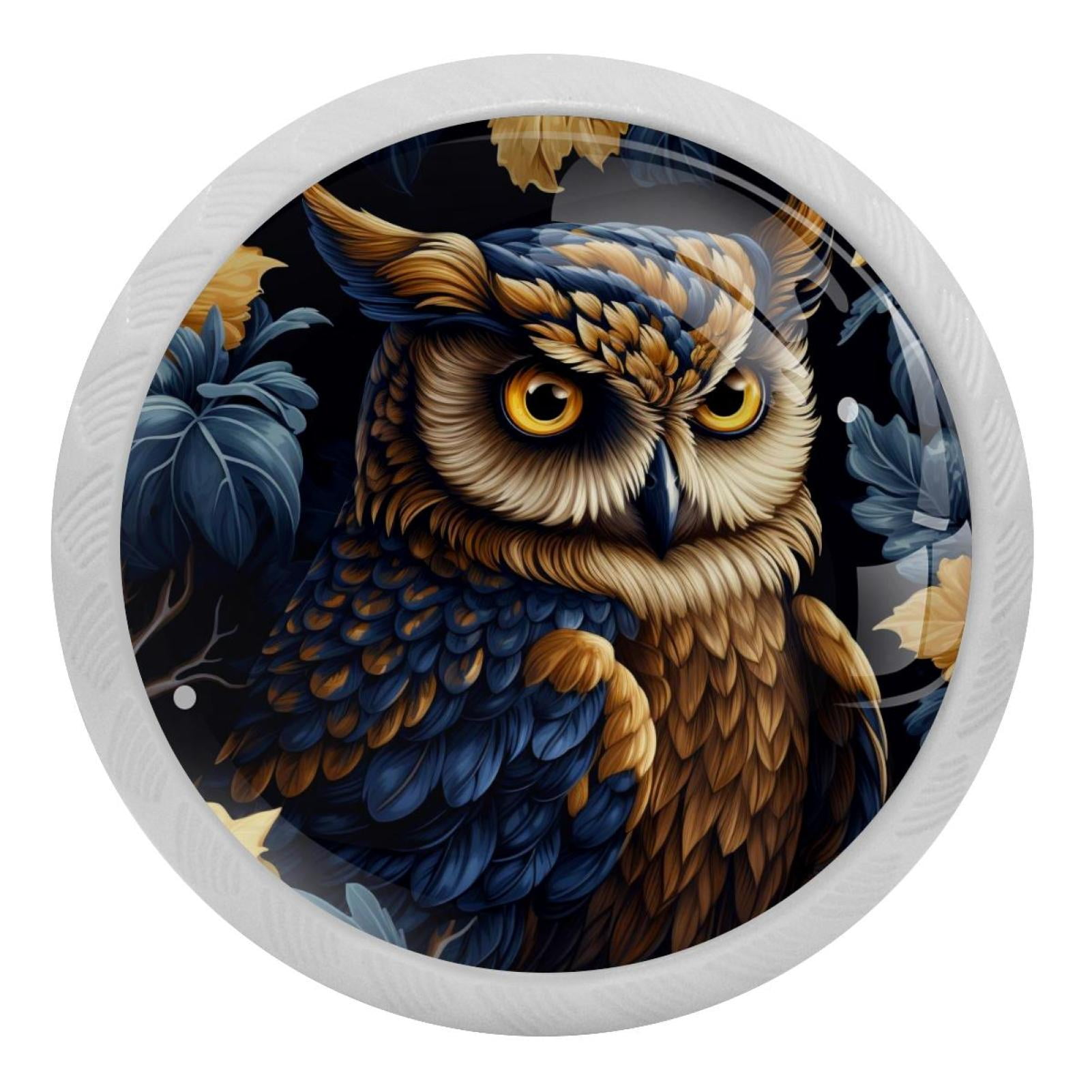 Owl Glow-in-the-Dark Round Drawer Pulls, 4-Pack - Fluorescent Cabinet ...