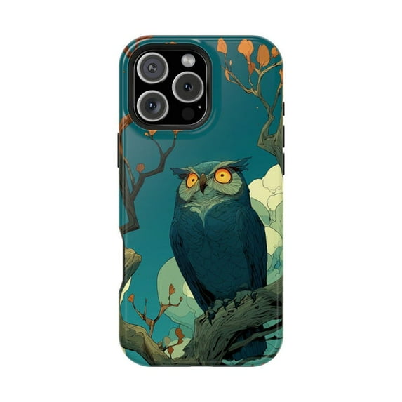 Owl Glowing Eyes Forest Tree Branch Nature Phone Case with iPhone 17 to ...