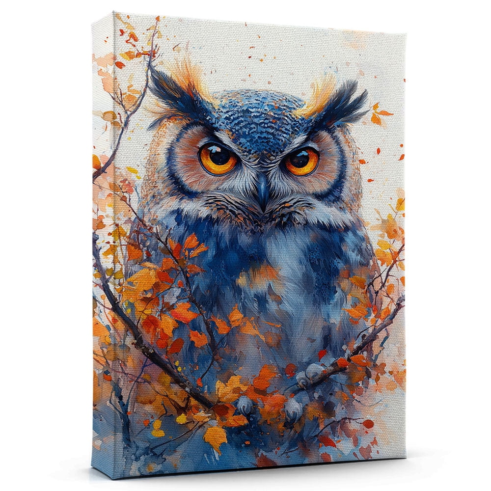 Owl Grey Burrowing Canvas Painting Animal Artwork,Colorful Owl Grey ...