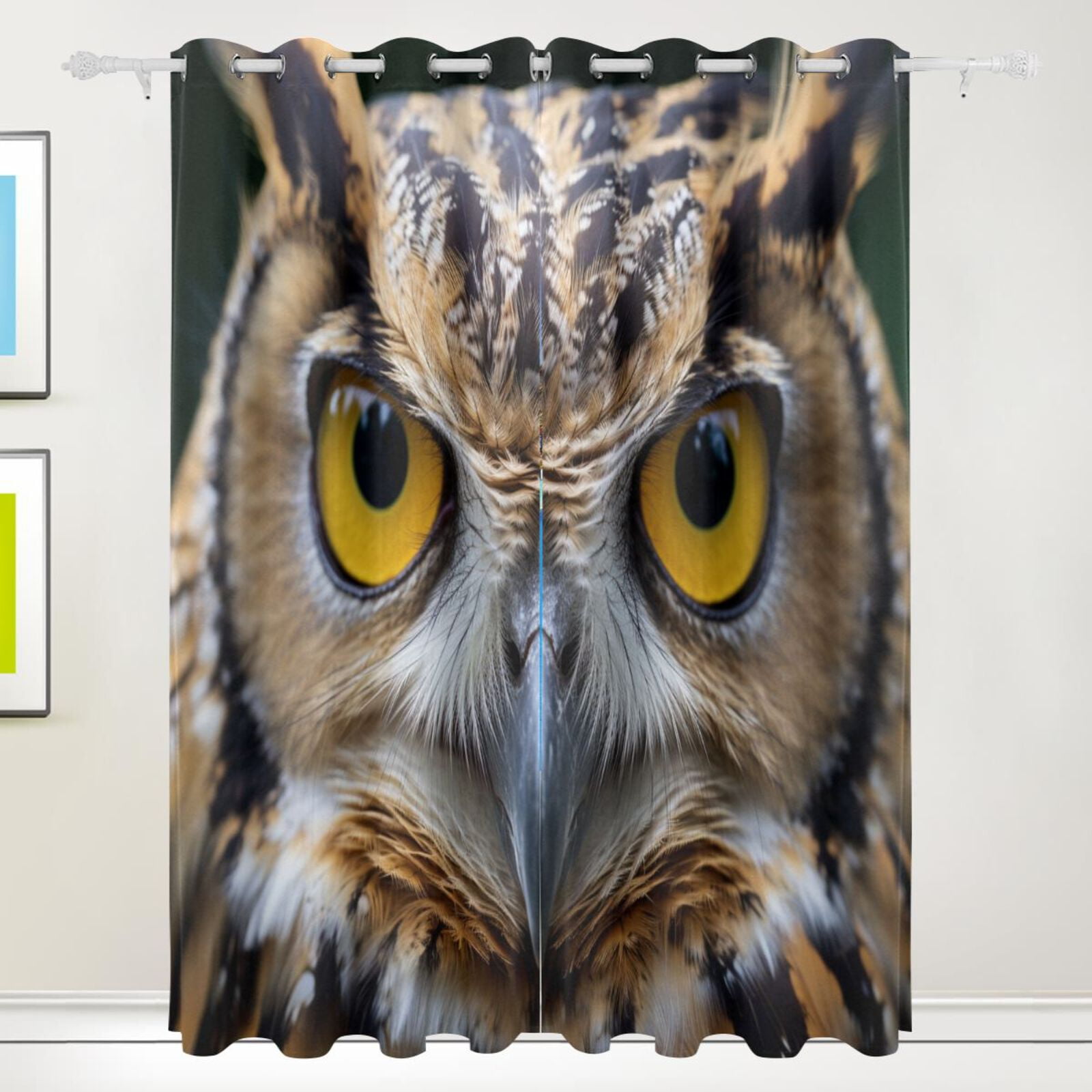 Owl Head Black Out Curtains 72 Inch Length Curtains for Sliding Glass ...