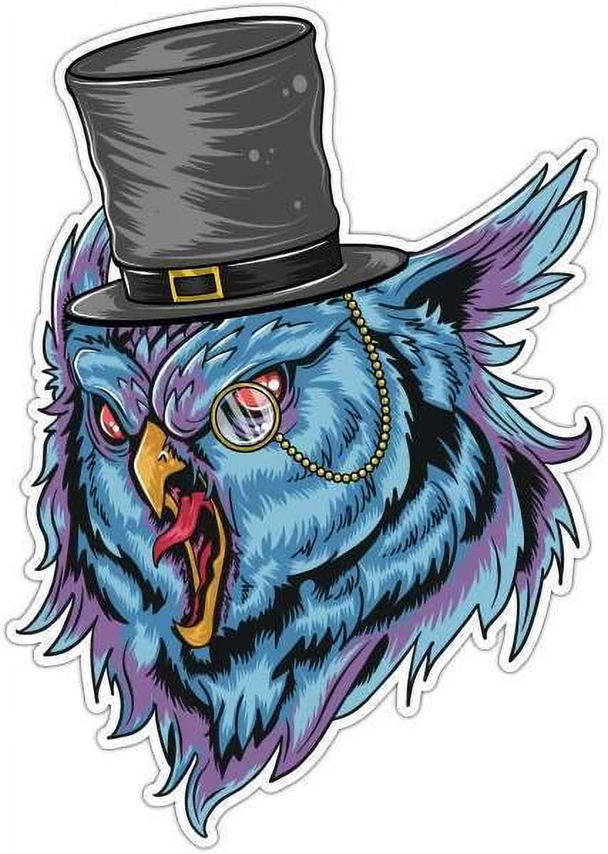 Owl Head Top Hat Monocle Illuminati Masonic Car Stickerphone Decal ...