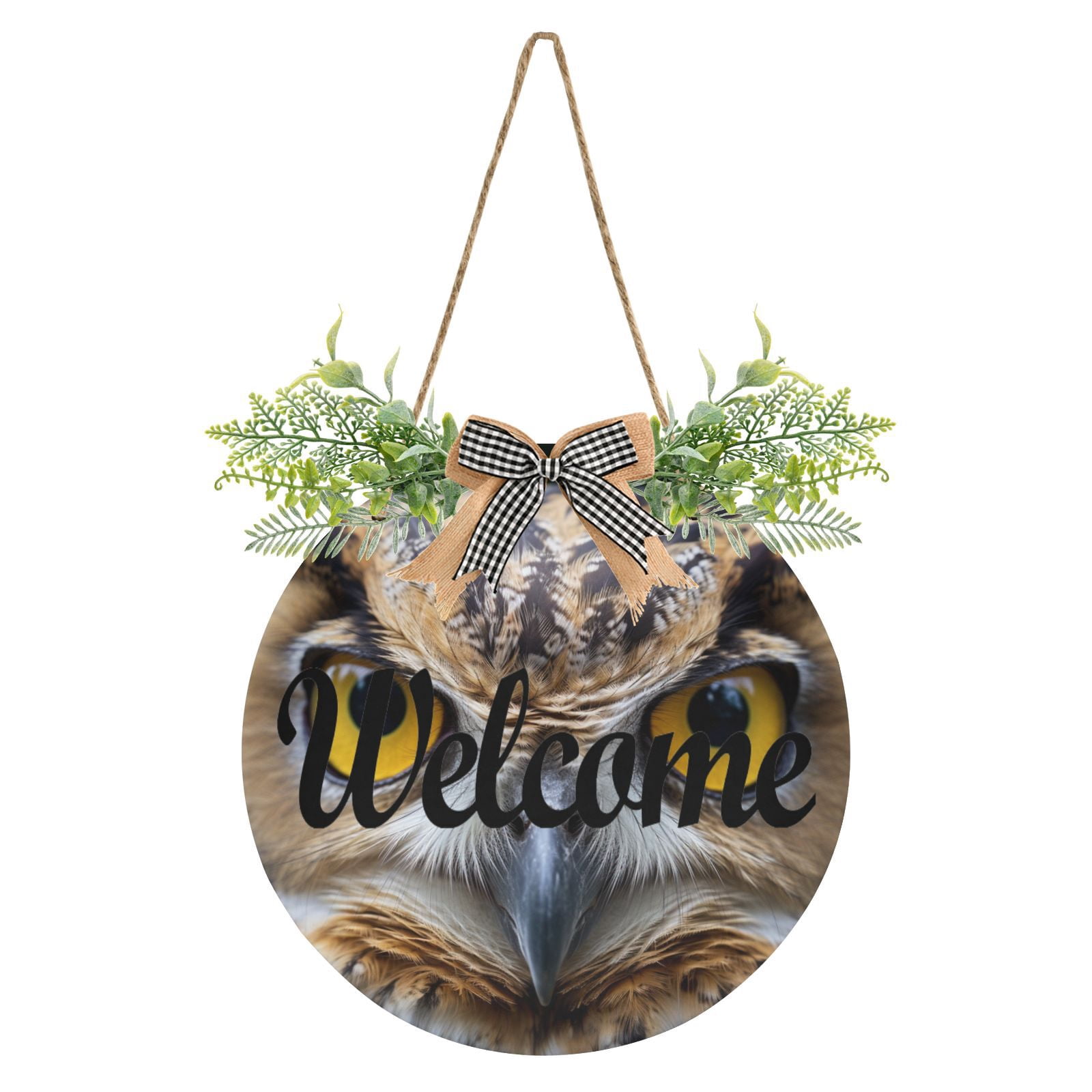 Owl Head Welcome Sign for Front Door Wreath Door Sign for Farmhouse ...