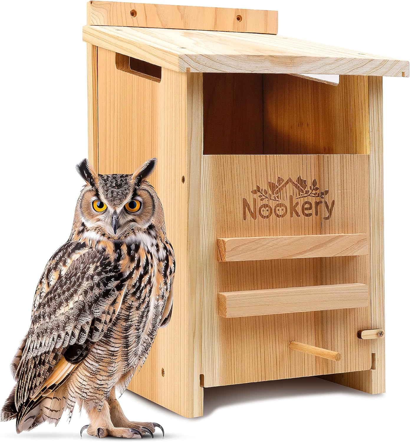 Owl House for Outdoors – Premium Large Cedar Nesting Box – Prebuilt ...