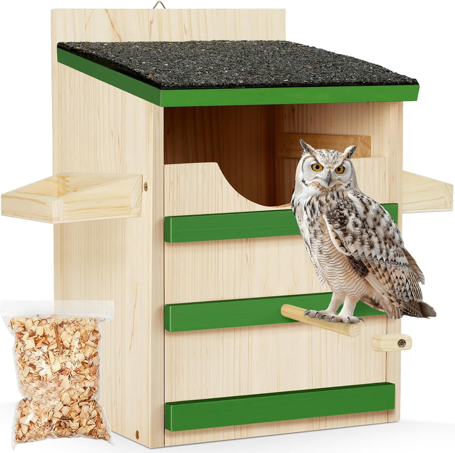 Owl House, Screech Wooden Owl Nesting Box, Weatherproof Design with ...