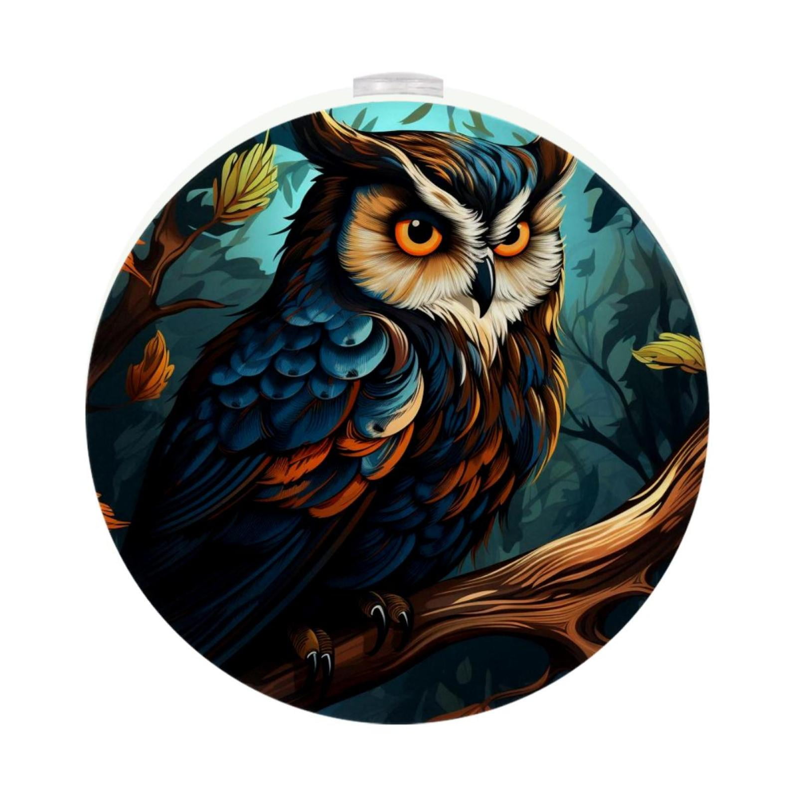 Owl LED Round Night Light-2PCS, Plug-in Dusk-to-Dawn Auto Sensor Wall ...