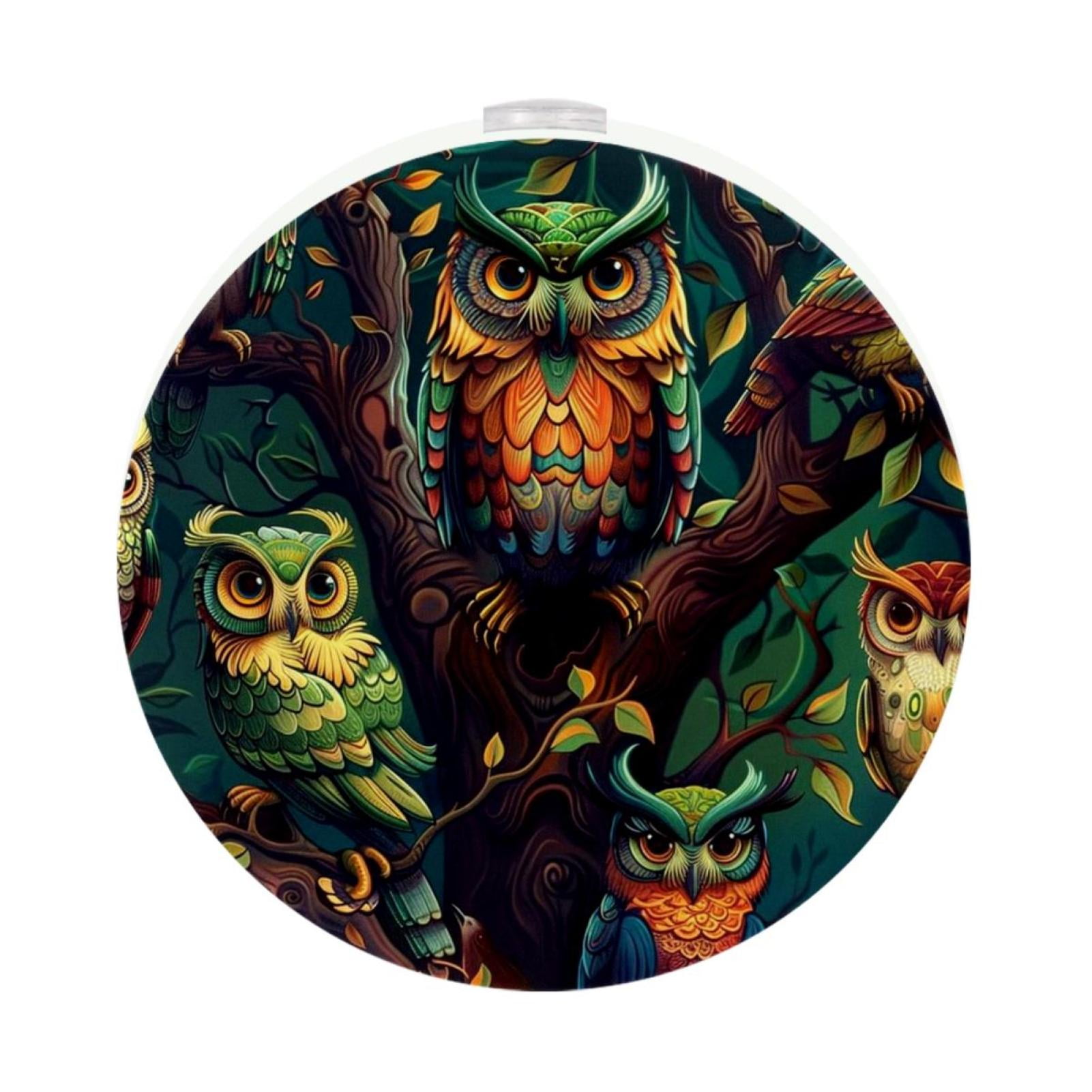 Owl LED Round Night Light - 2PCS, Plug-in Dusk-to-Dawn Sensor, Energy ...