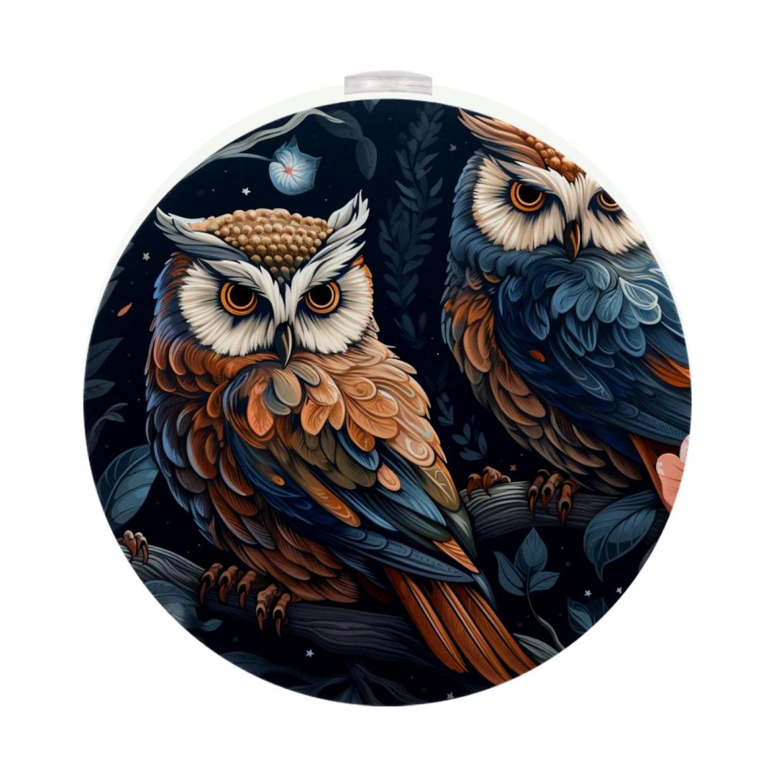 Owl LED Round Night Light-2PCS, Plug-in Mini Wall Socket Soft White ...