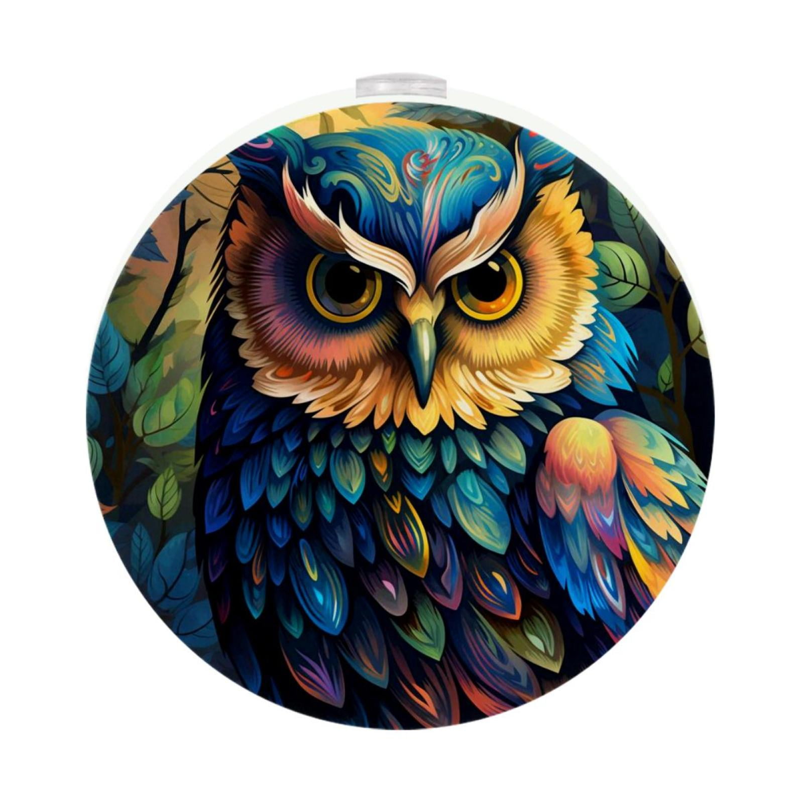 Owl LED Round Night Light-2PCS - Plug-in Smart Sensor Nightlights with ...