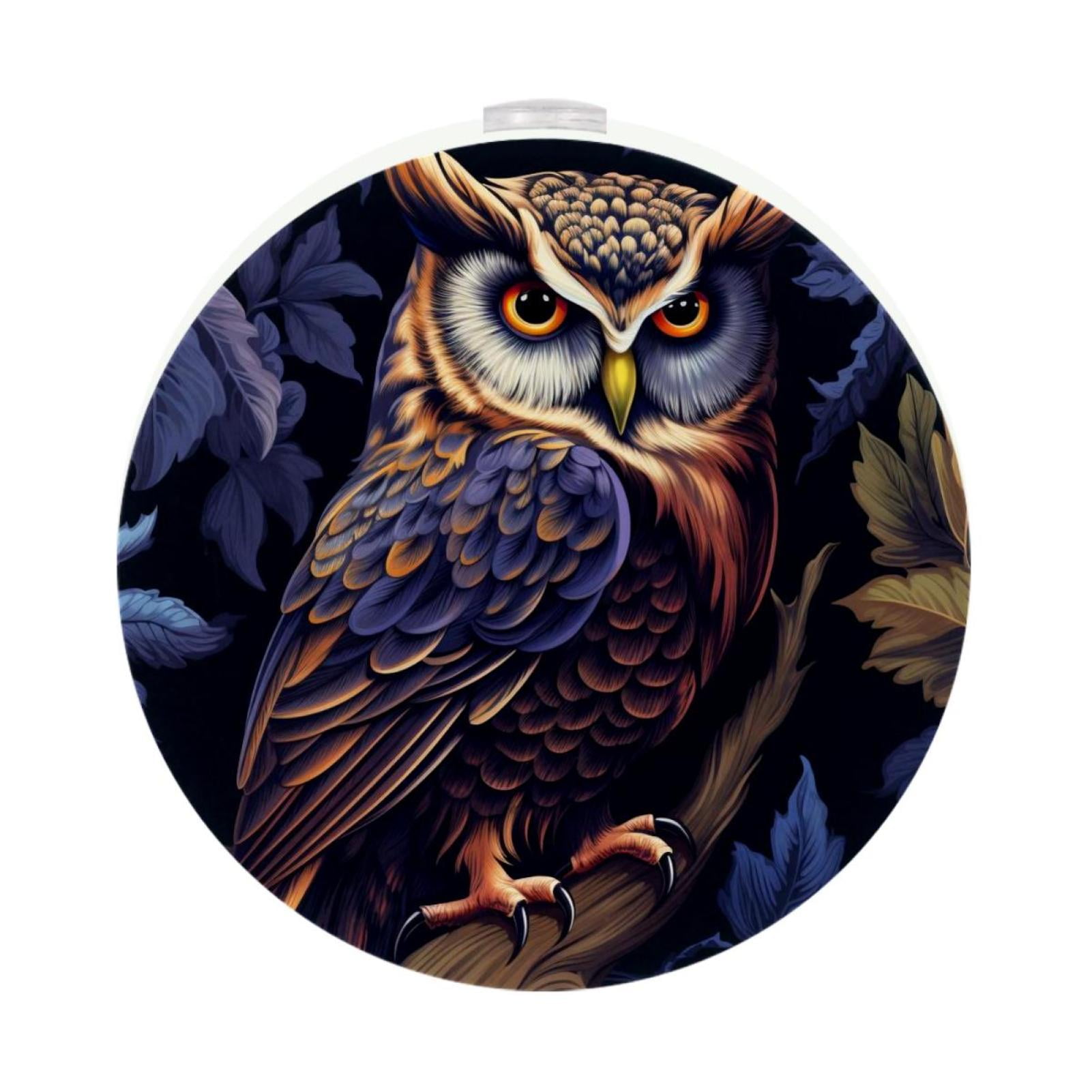Owl LED Round Night Light- Set of 2, Portable Rechargeable Mini Circle ...