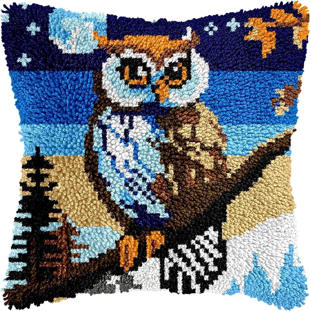 "Veirousa Owl Latch Hook Kits for Adults Beginners, Pre-Printed Canvas ...