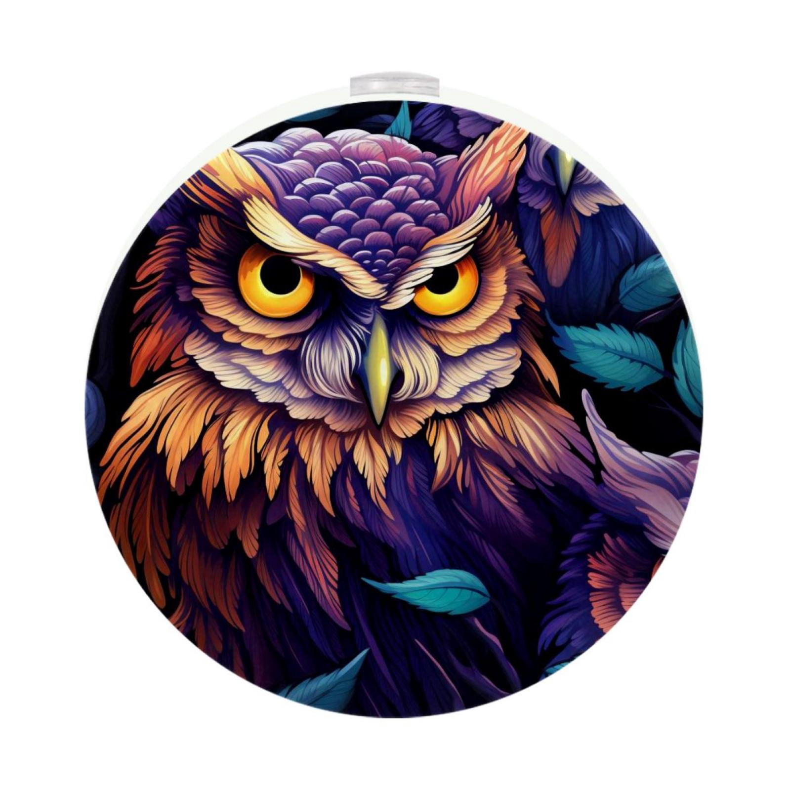 Owl Led Round Night Light-2pcs Set, Battery Powered Mini Portable Soft ...