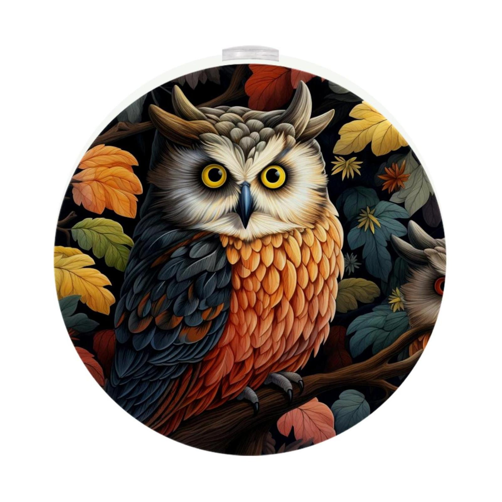 Owl Led Round Night Light-2pcs Set, Battery Powered Mini Portable Soft ...