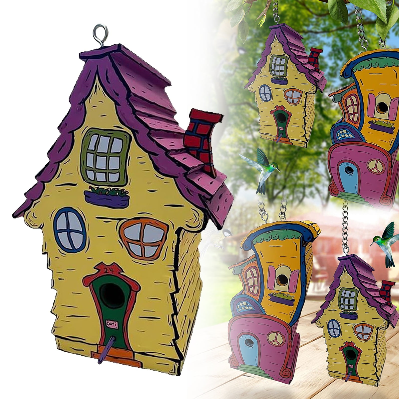 Owl Nesting Box Inspired Wooden Handmade Birdhouse Wood Decorative ...