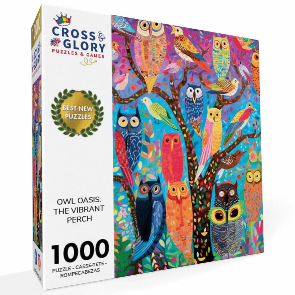 Owl Oasis: The Vibrant Perch - Colorful 1000 Piece Jigsaw Puzzle for ...