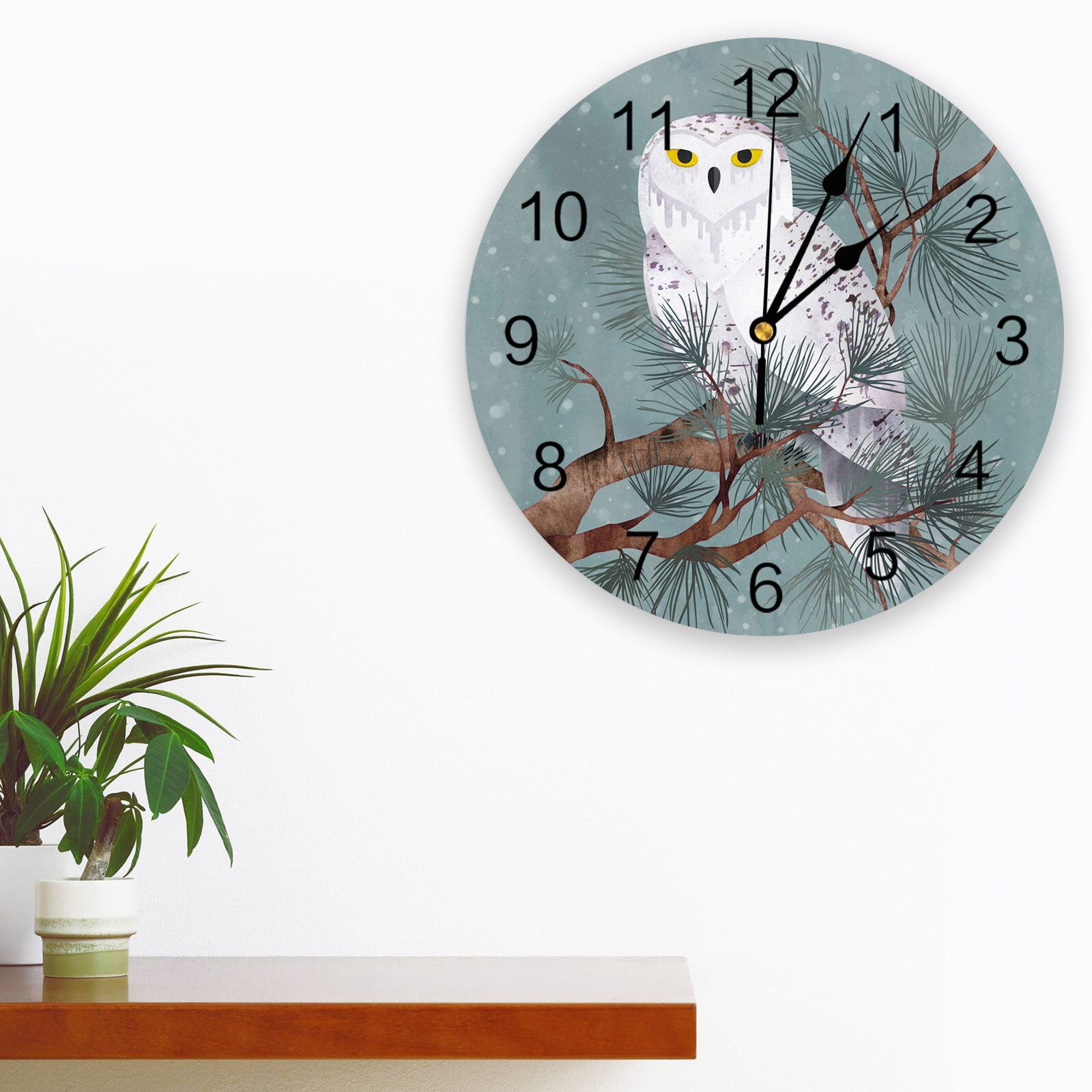 Owl On The Branches Wall Clock Modern Design Living Room Decoration ...