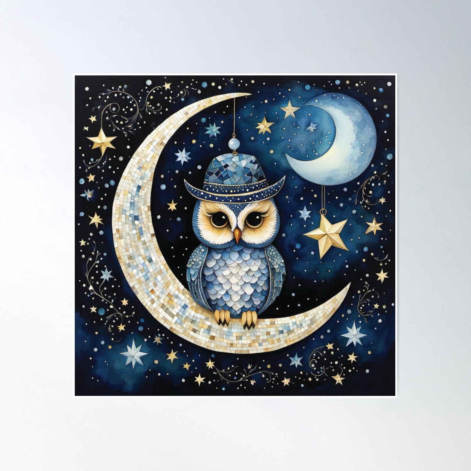 Owl On The Moon Poster Wall Art, Modern Wall Decor, 16x24 UNFRAMED ...
