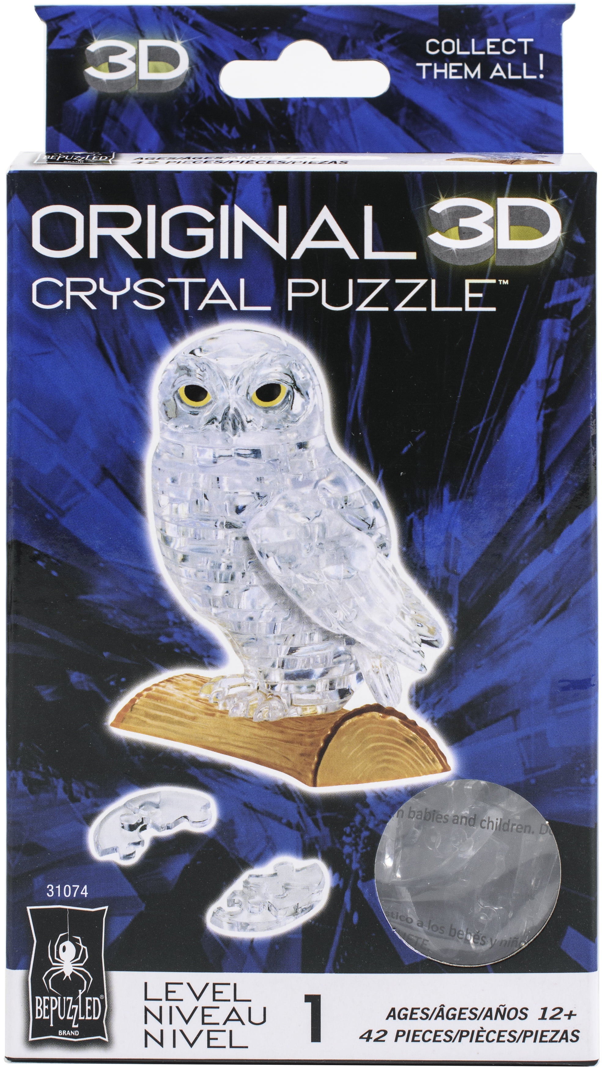 Original 3D Crystal Puzzles White Owl 3D Crystal Puzzle Translucent ...
