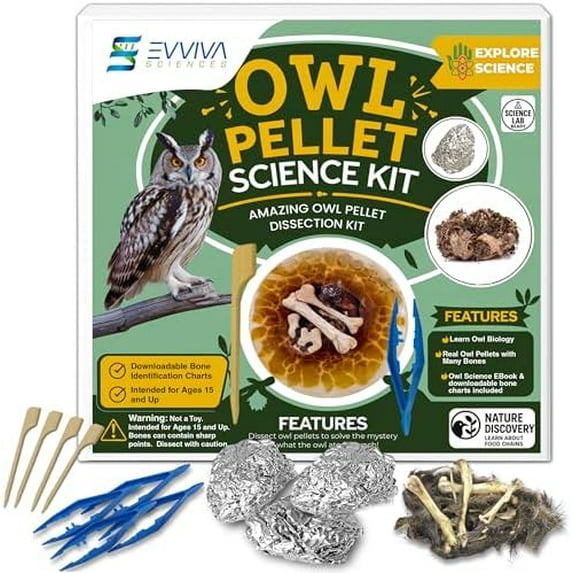 Owl Pellet Kit - Dissect 4 Real Owl Pellets w/Tools & PDF Bone Charts - Science Education Kit ...