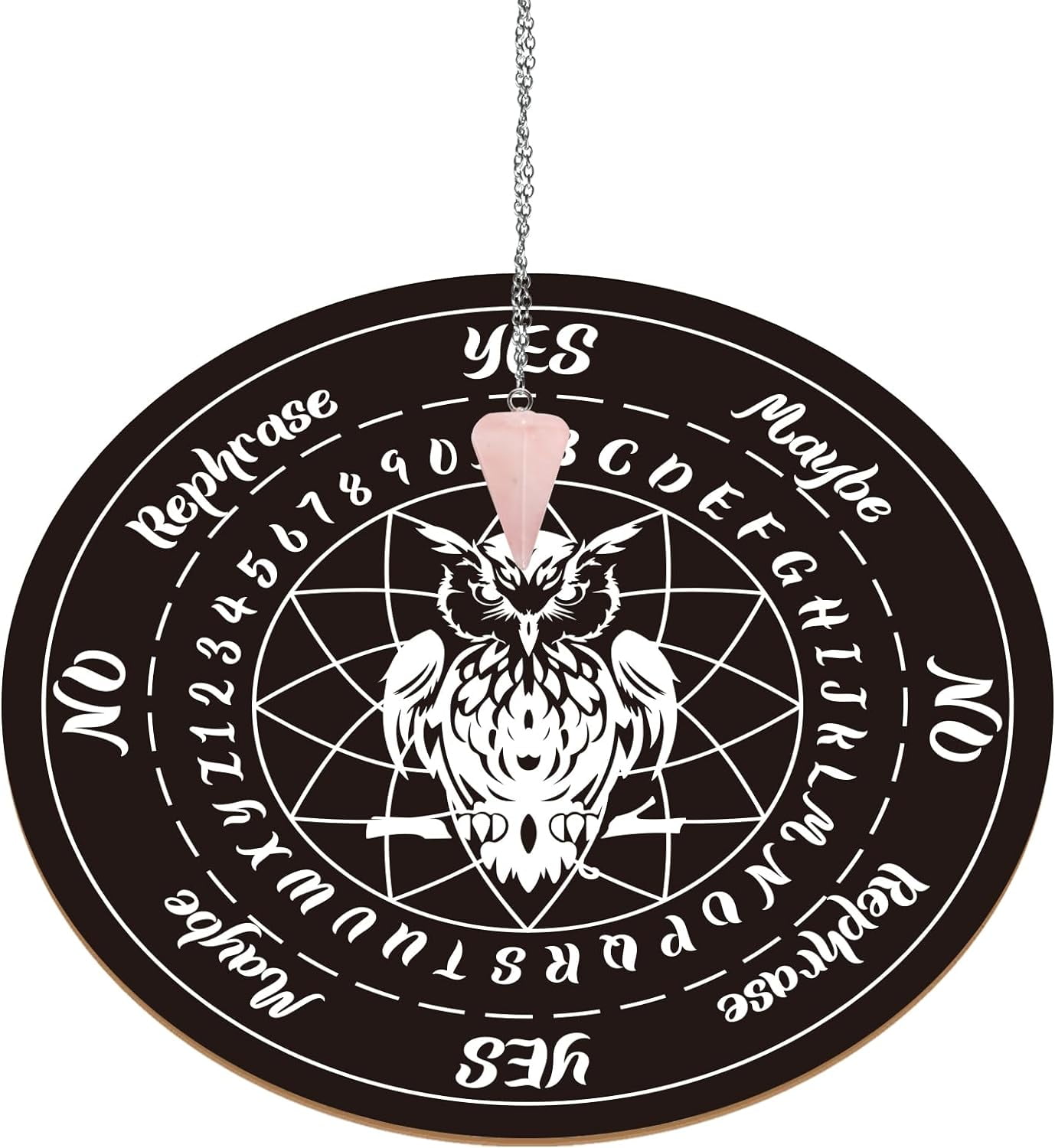 Owl Pendulum Set with Wooden Pendulum Board Pendulum Crystal Necklace ...