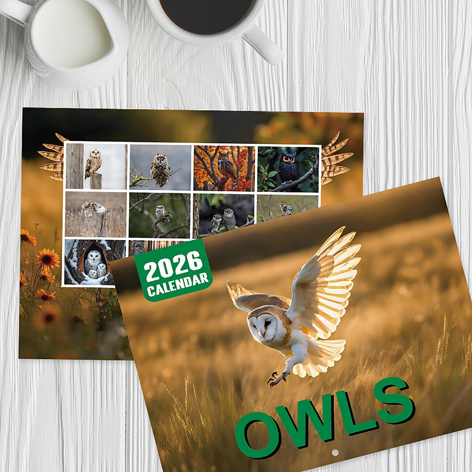 Owl Perpetual Calendar - Reusable Flip Desk Calendar with Rustic Charm ...