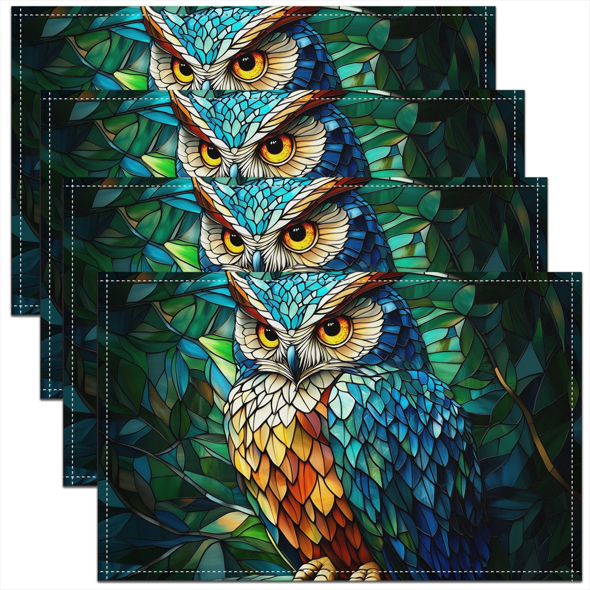 Owl Place Mats Cute Cartoon Bird Wild Animal Table Mats Teens Adults ...