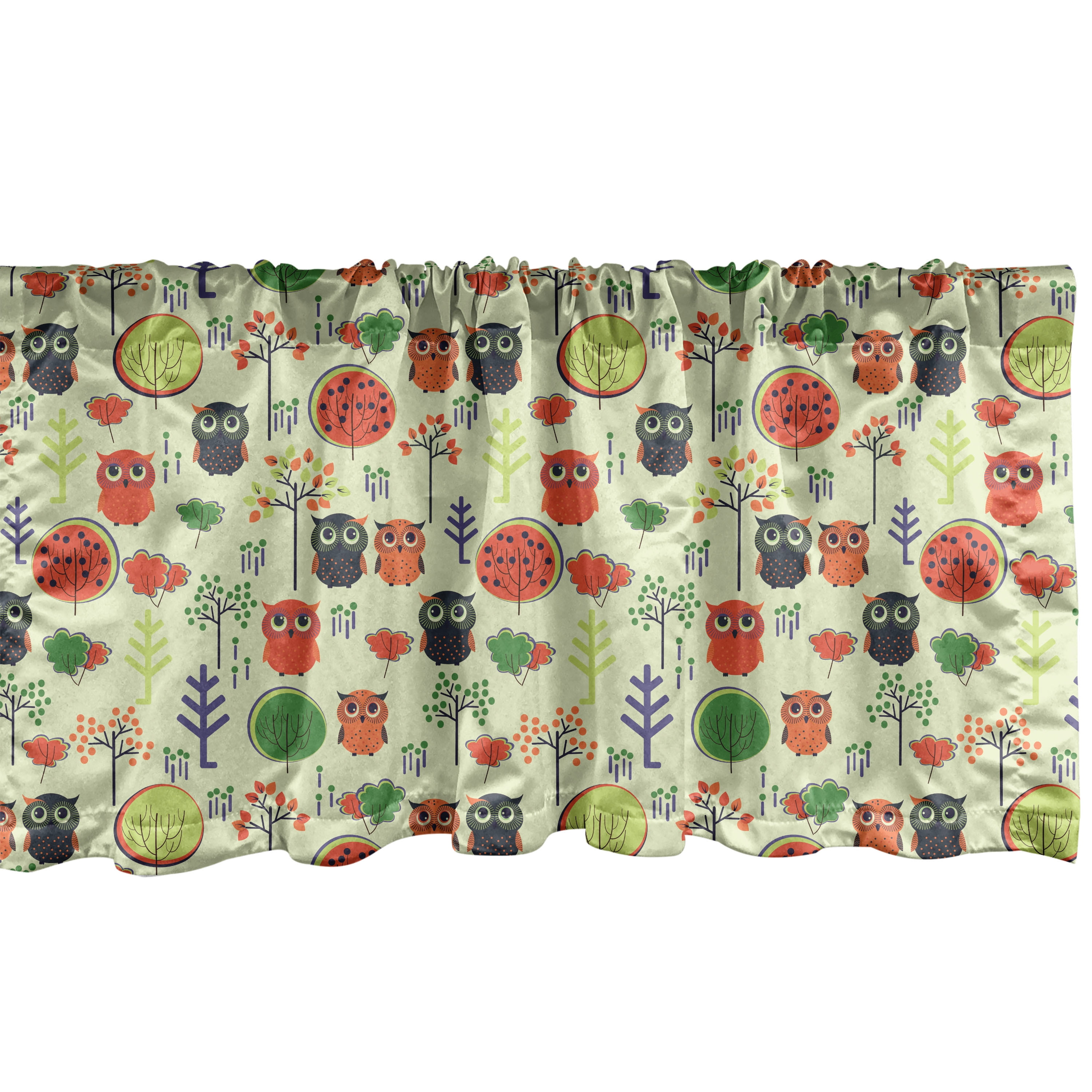Owl Print Window Valance, Continuous Nature Inspire Pattern of Birds ...