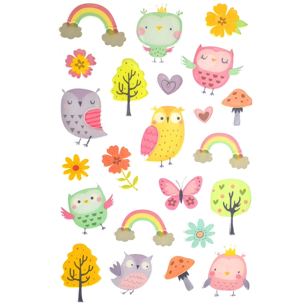 Owl Puffy 3D Sticker Sheet, 1-Inch, 24-Piece - Walmart.com