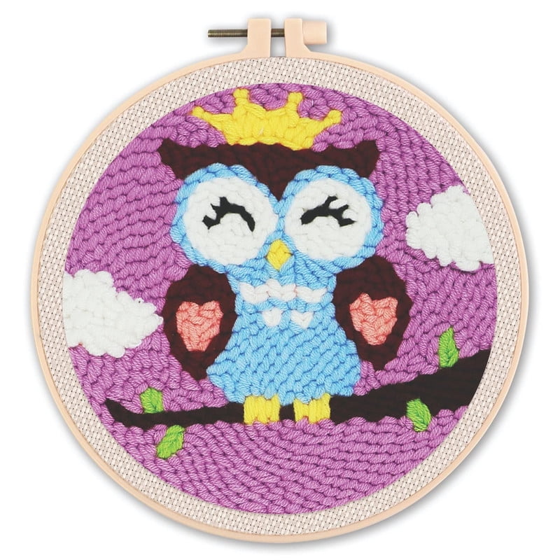 Owl Punch Needle Kits Adults Beginner, Handcraft DIY Craft Hoop Kit ...
