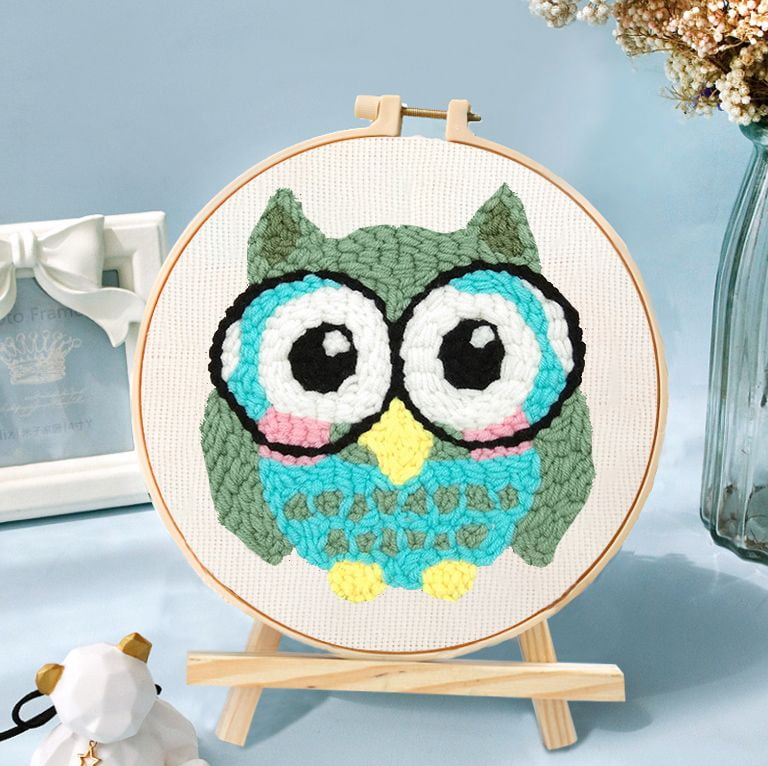 Owl Punch Needle Kits Adults Beginner, Handcraft DIY Craft Hoop Kit ...