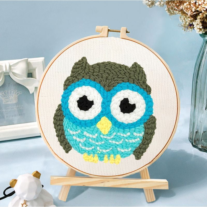 Owl Punch Needle Kits Adults Beginner, Handcraft DIY Craft Hoop Kit ...