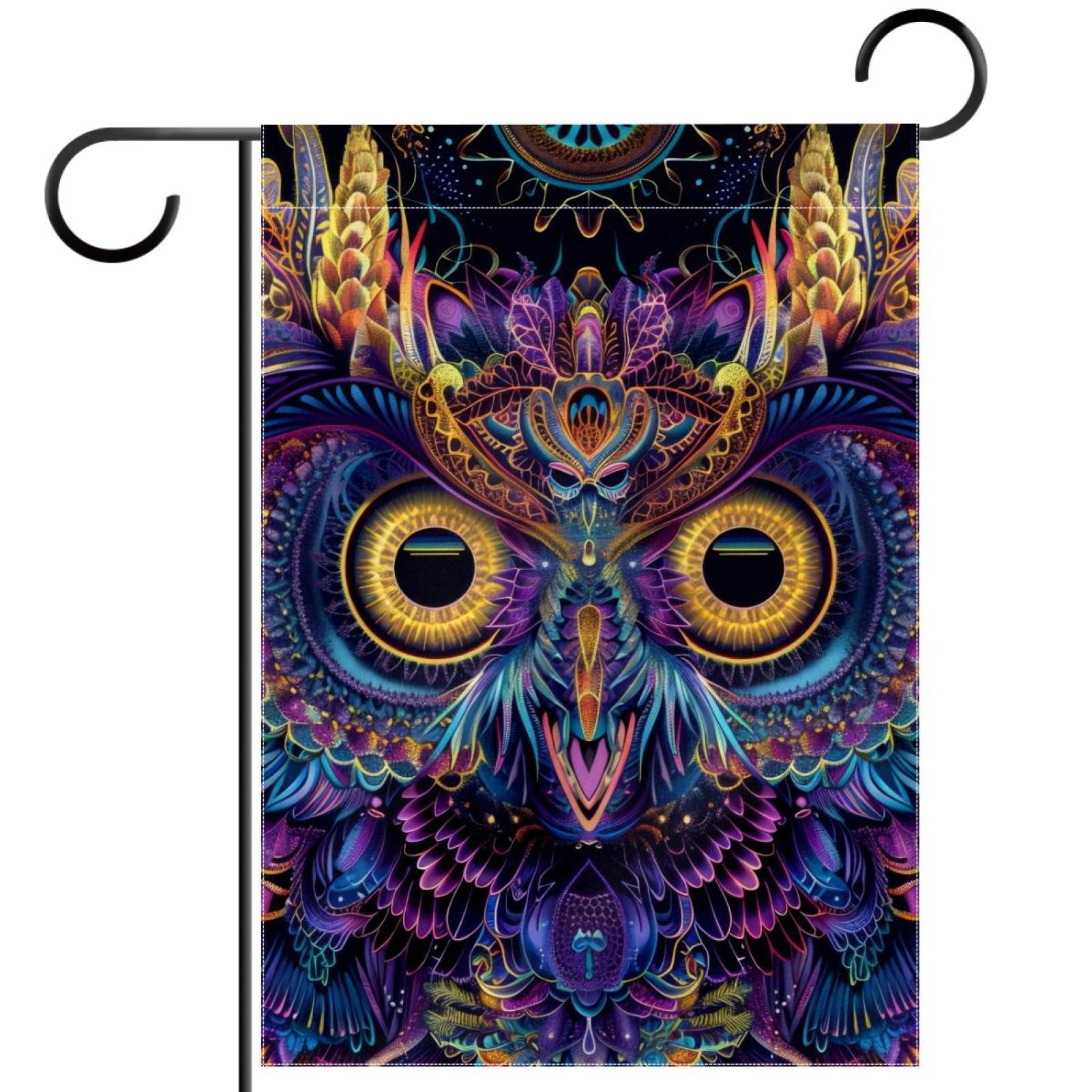 Owl Purple Pattern Welcome Garden Flags, 12 x 18 Inch Double Sided ...