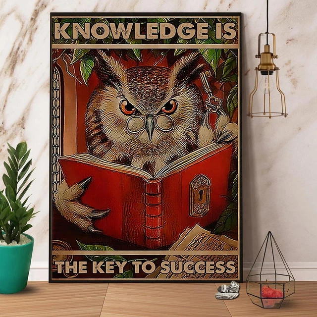 Owl Reading Book Knowledge Is The Key To Success Paper Poster No Frame ...