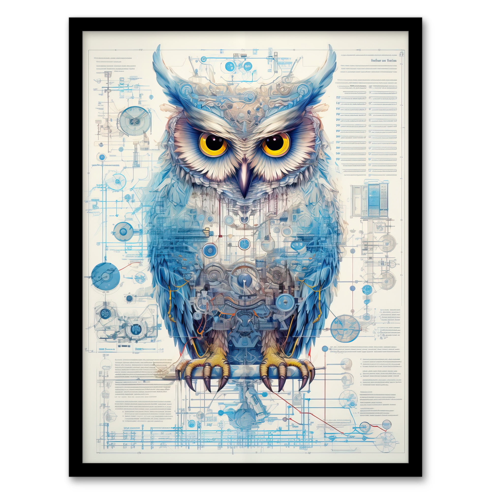 Owl Robot Hybrid Secret Military Schematic Blueprint Futuristic Complex ...
