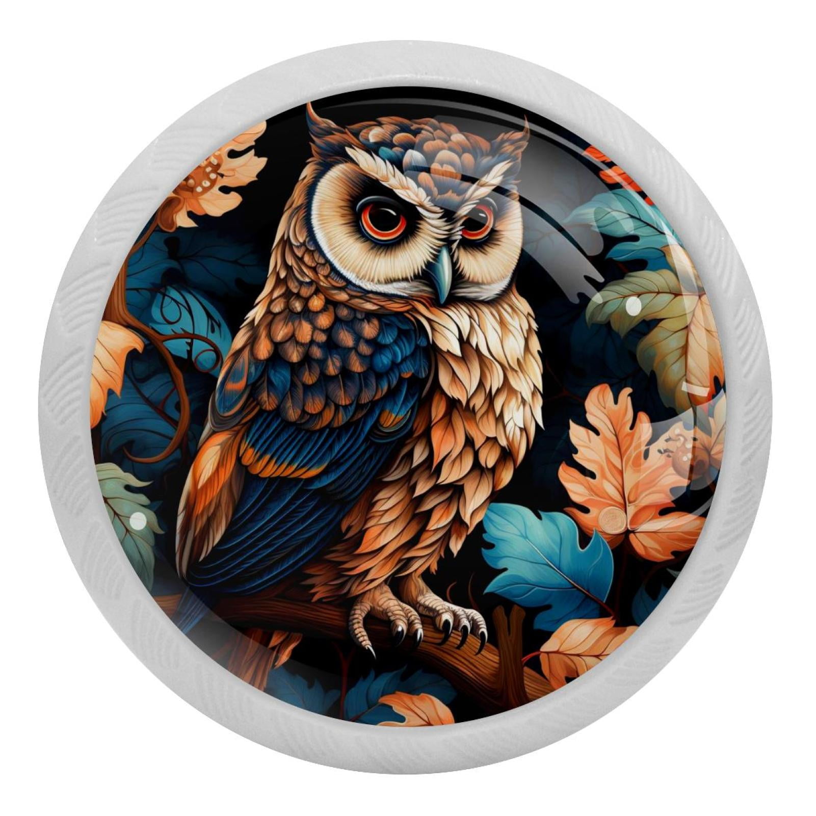 Owl Round Glow-in-the-Dark Door Knobs 4-Pack with Screws - Fluorescent ...