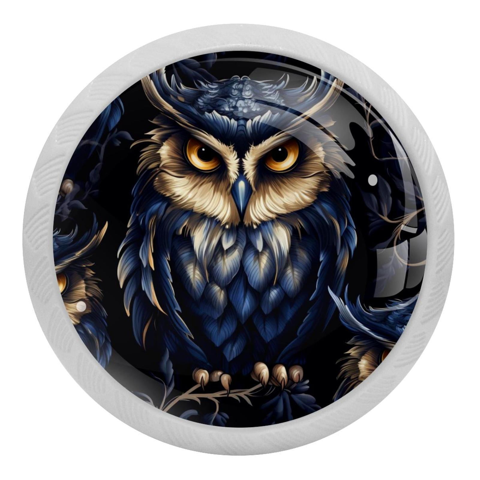 Owl Round Glow-in-the-Dark Door Knobs 4-Pack with Screws - Fluorescent ...