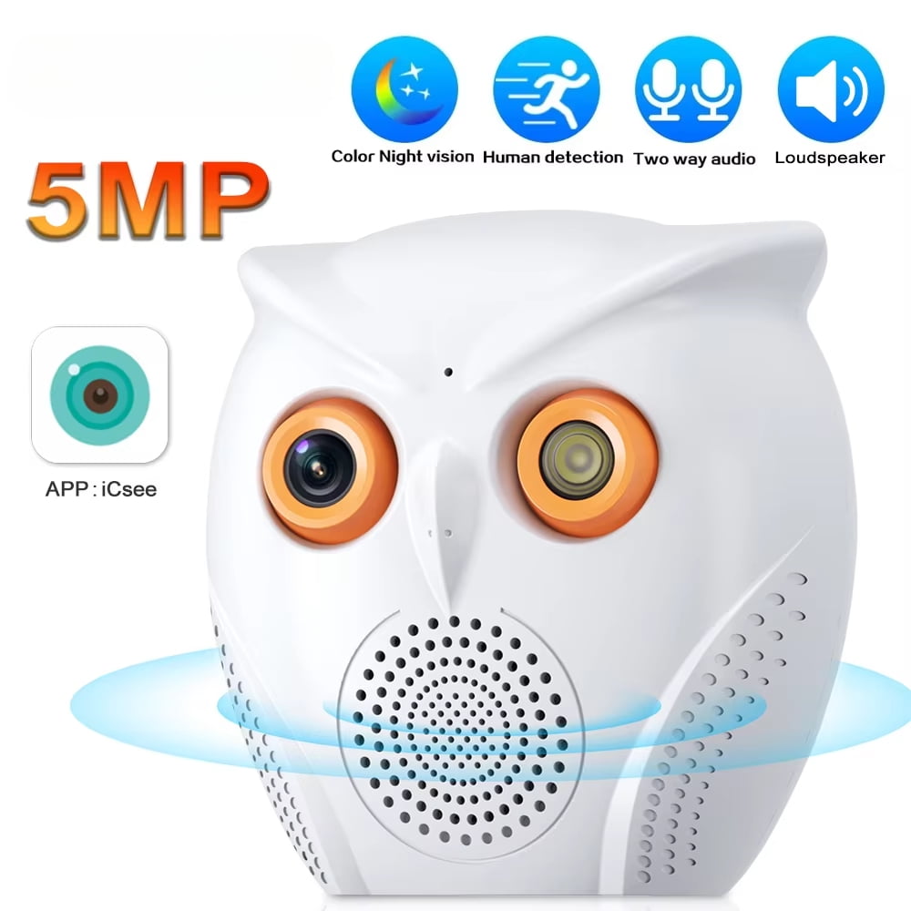Owl Shape HD 5MP WiFi Camera Indoor Security Protection Cam CCTV Color ...