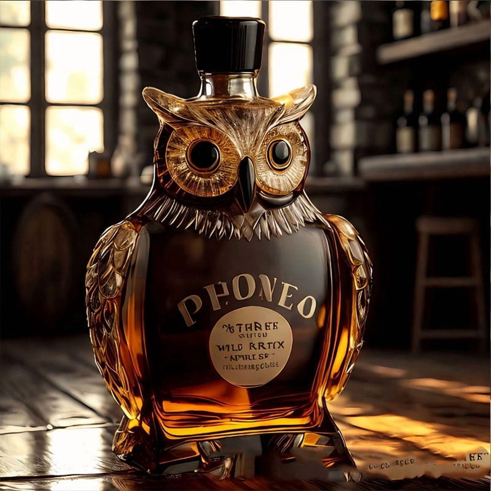 Owl-Shaped Whiskey Bottle,300ml Novelty Glass Decanter for Liquor ...