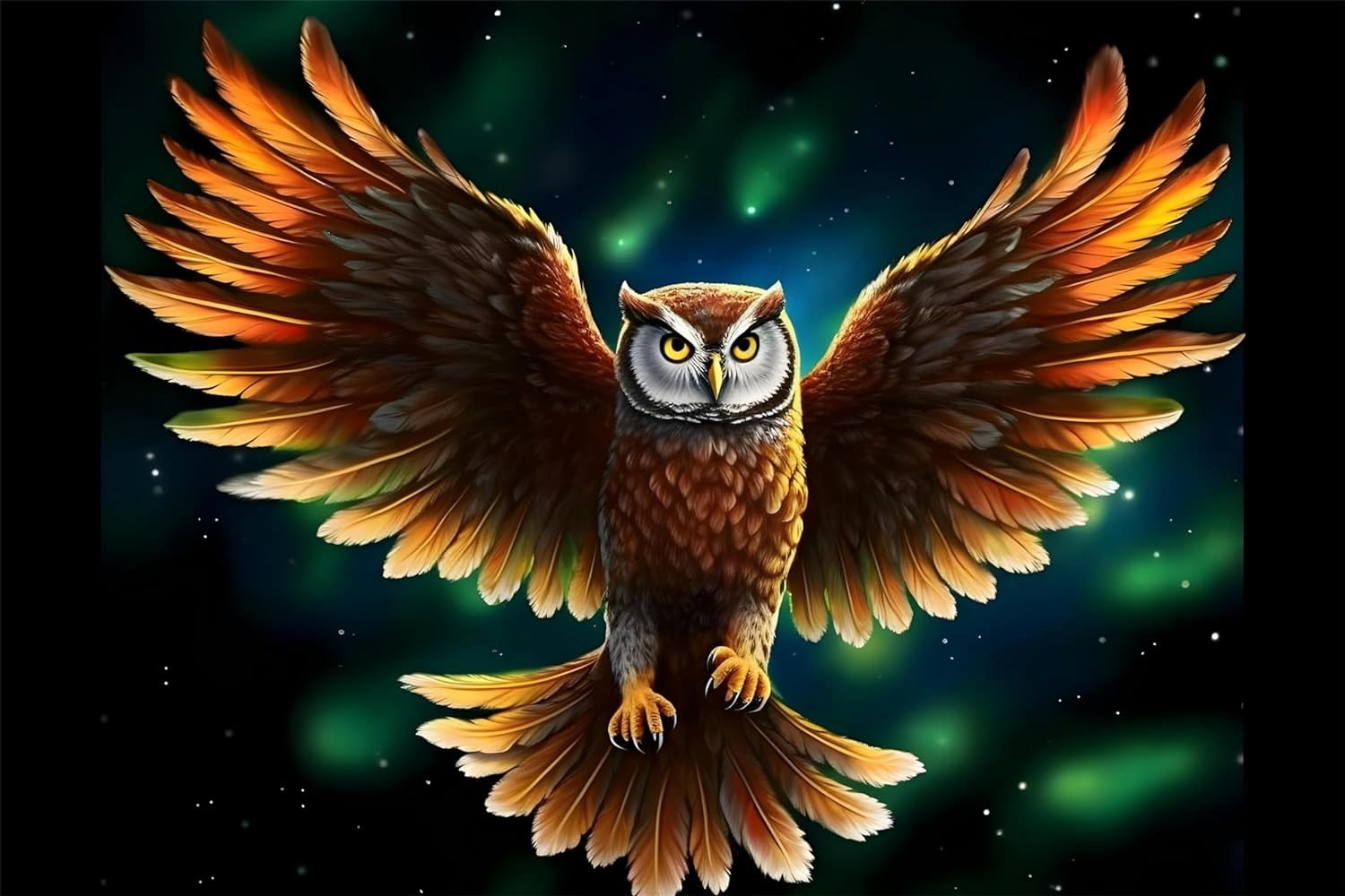 Owl Soaring in Air - Oil Painting Owl Theme Aesthetic Poster-Image ...