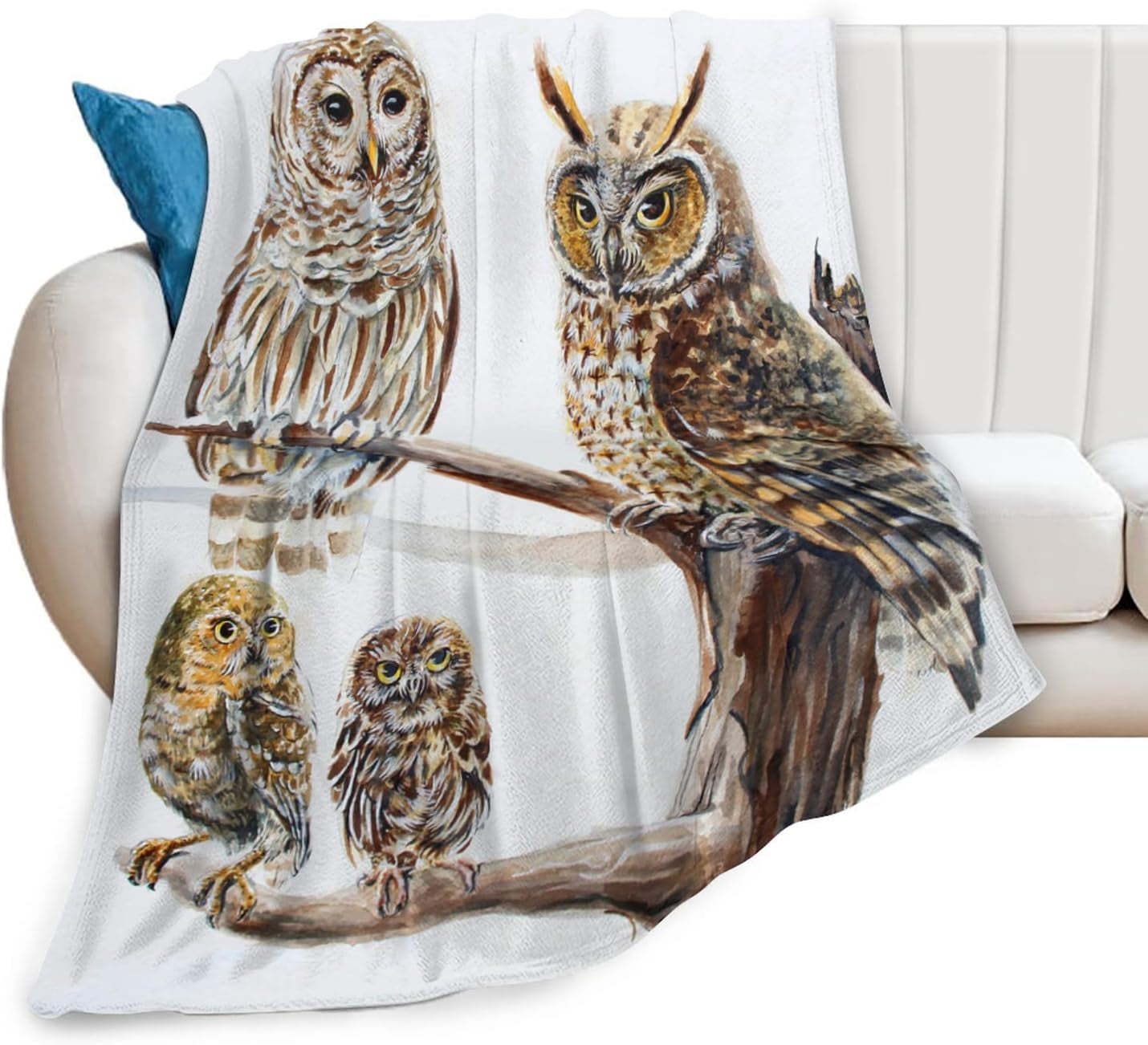 Owl Soft Throw Blanket All Season Microplush Thick Warm Blankets Tufted ...