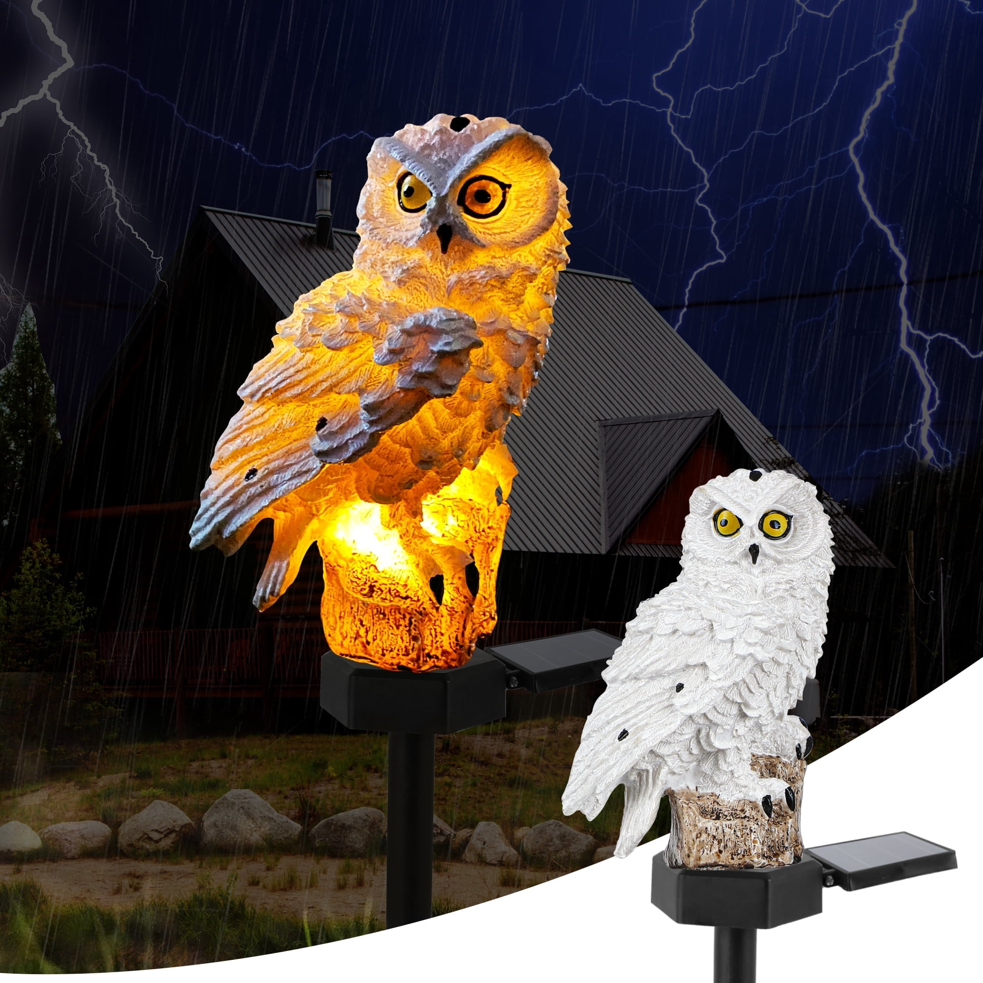 KIMHY Owl Solar Lights, Resin Waterproof Garden Decoration, 10 Hours ...