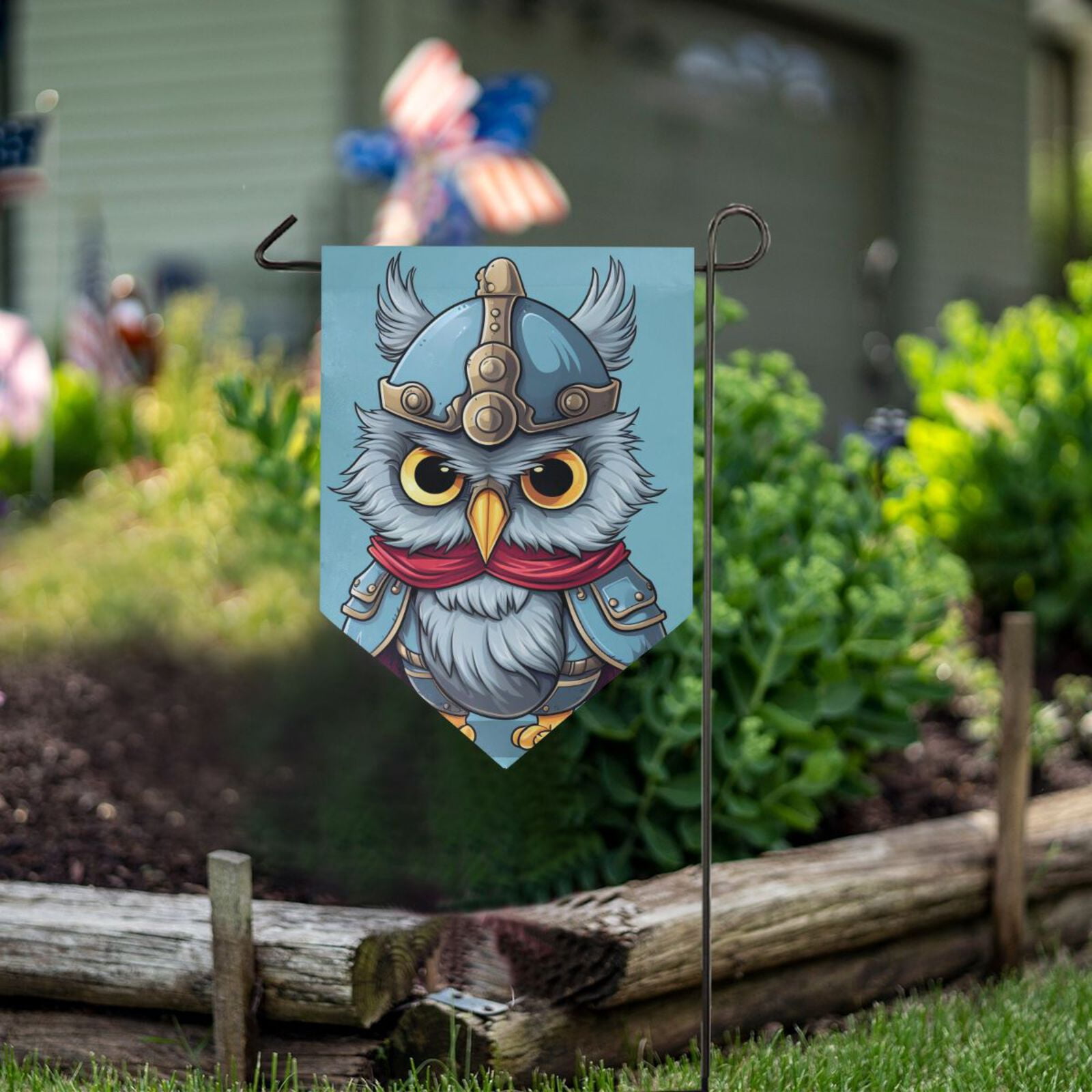 Owl Soldier Garden Flag 18" x 12.5" Double Sided Yard Lawn Outdoor ...