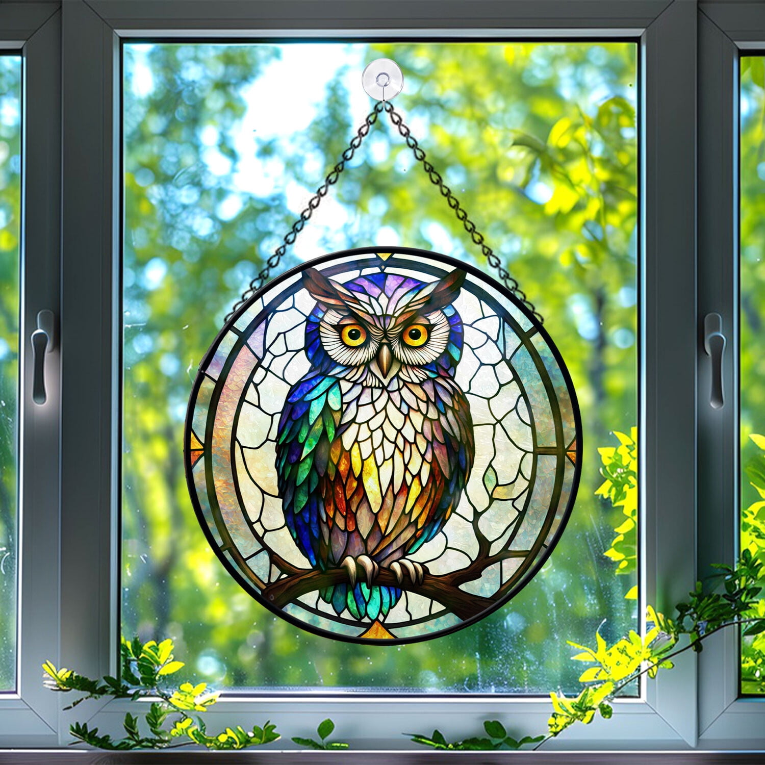 Owl Stained Glass Suncatcher, Owl Glass Suncatchers for Windows For ...