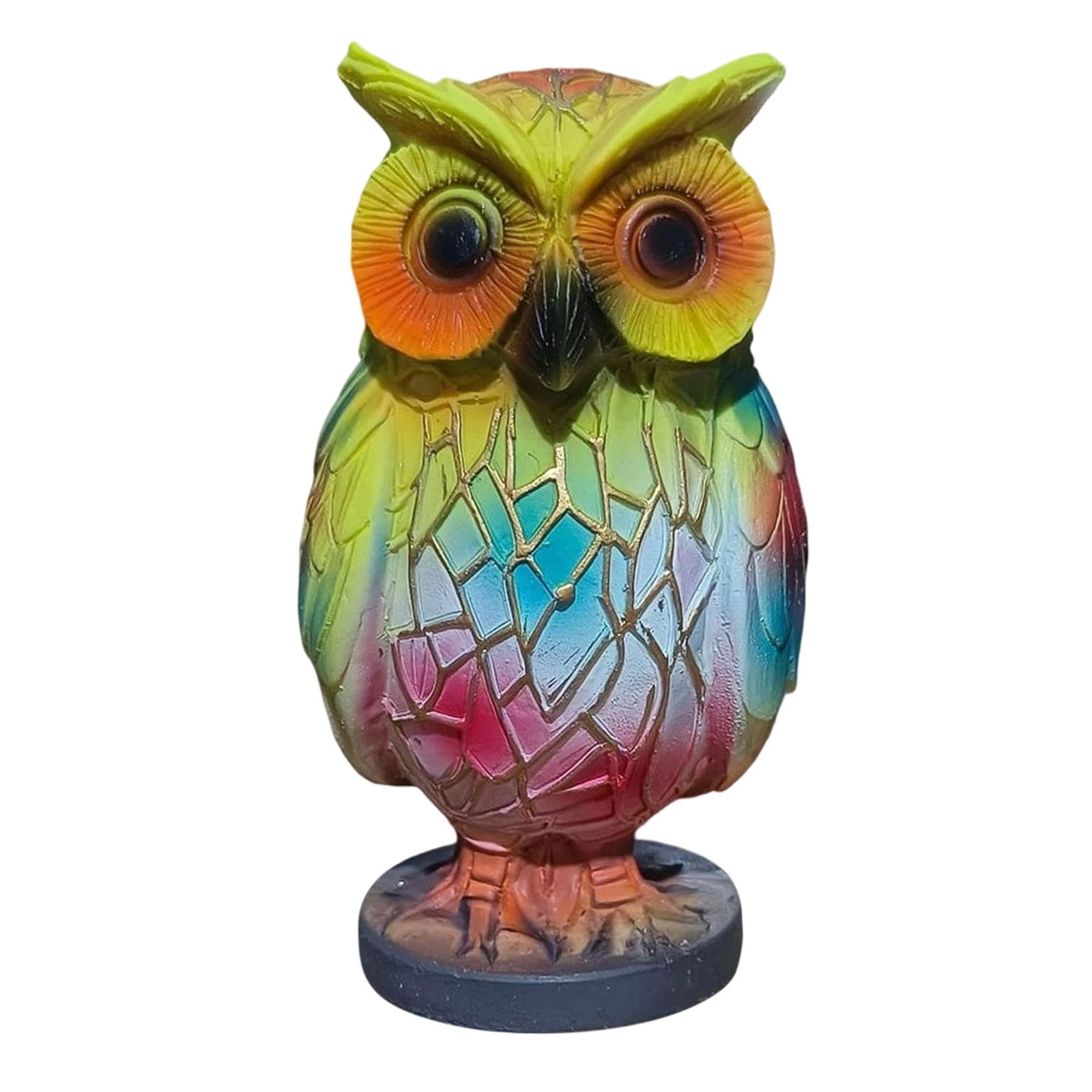 Owl Stained Glass Table Lamp - Vintage Resin Animal Lamp, Warm Light ...
