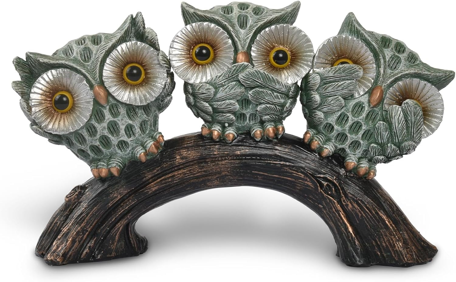 Owl Statues Home Décor, Three Lovely Owls are Standing on a Branch ...