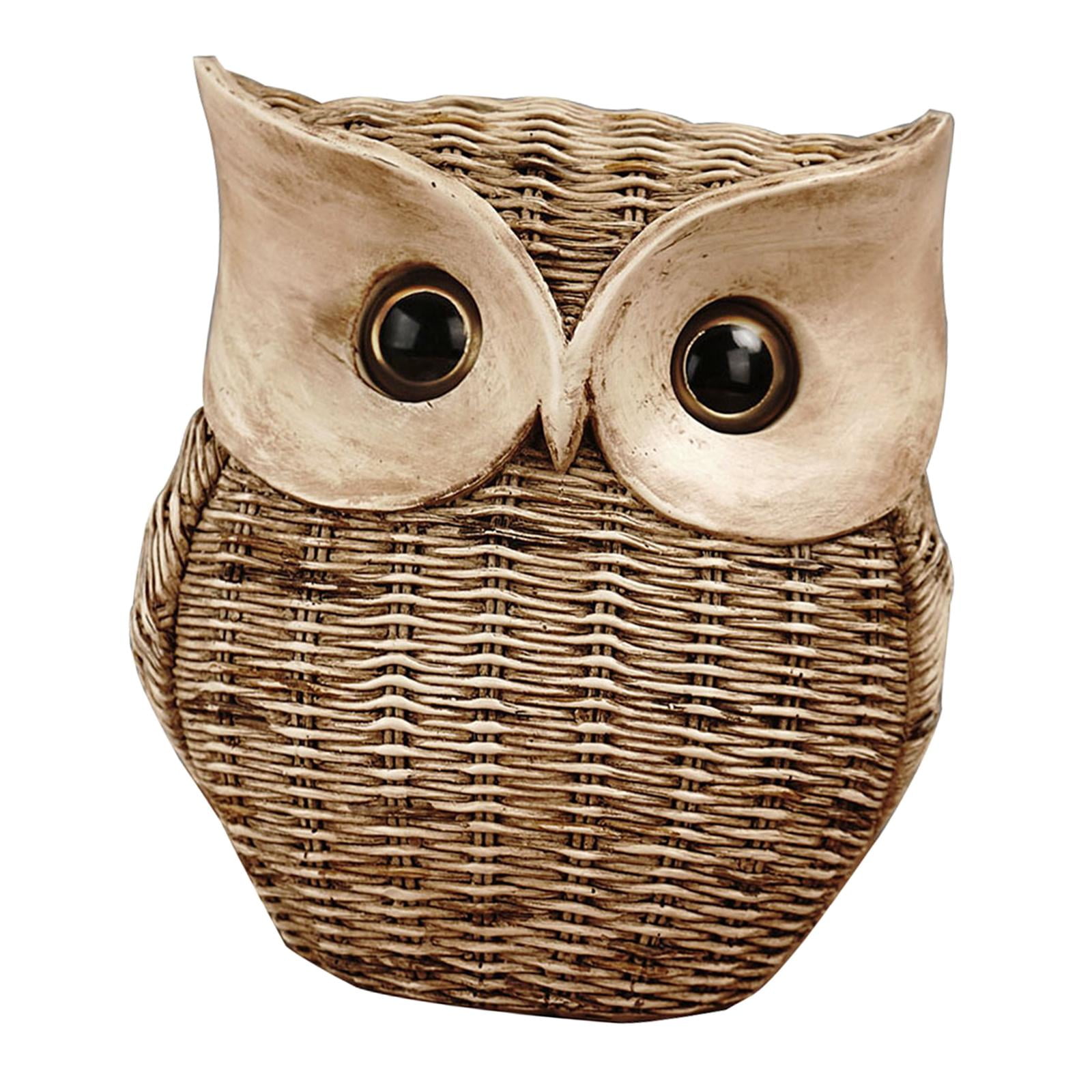Owl Statues Home Decor Animal Sculpture Craft Durable Simulation Rattan ...