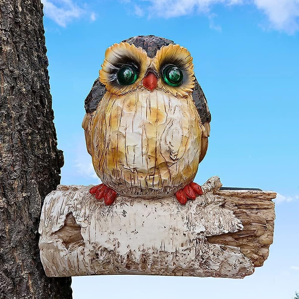 Owl Statues Tree Sculptures Outdoor Garden Decors, Solar Light Owl Tree ...