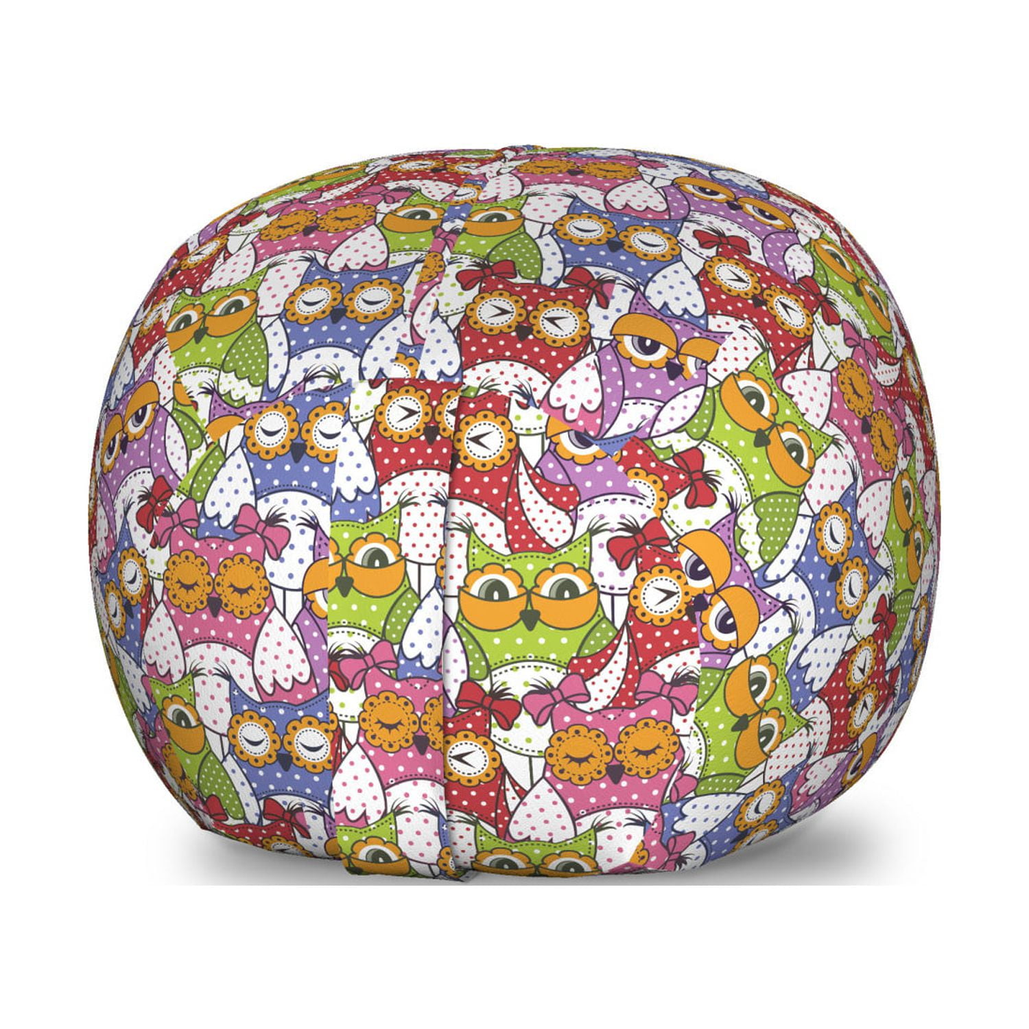 Owl Storage Toy Bag Chair, Ornate Owl Crowd with Different Sights Polka ...