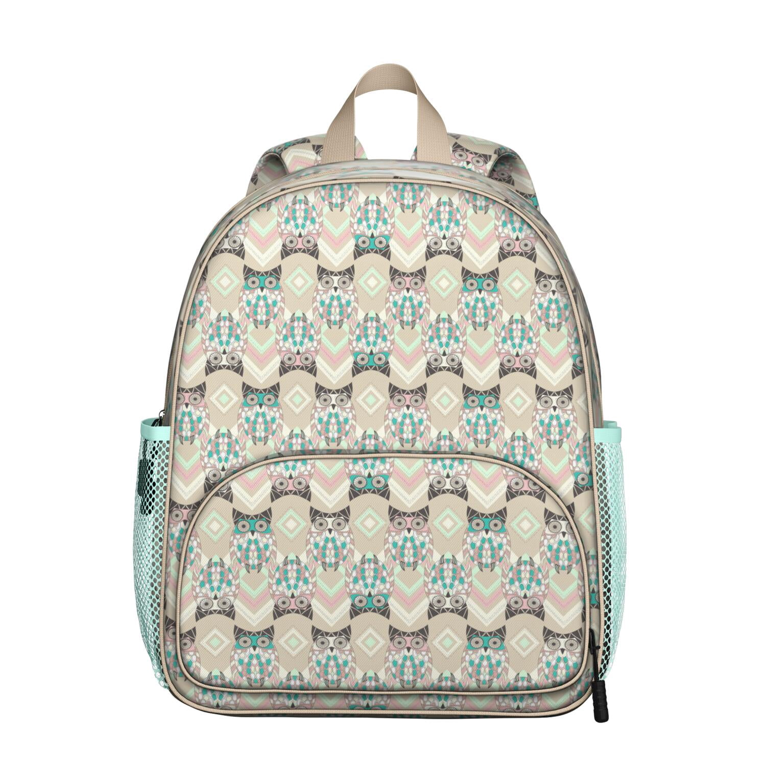 Owl Student Backpack – Cute Snowy Owl Big Eyes Cartoon Print With Night ...