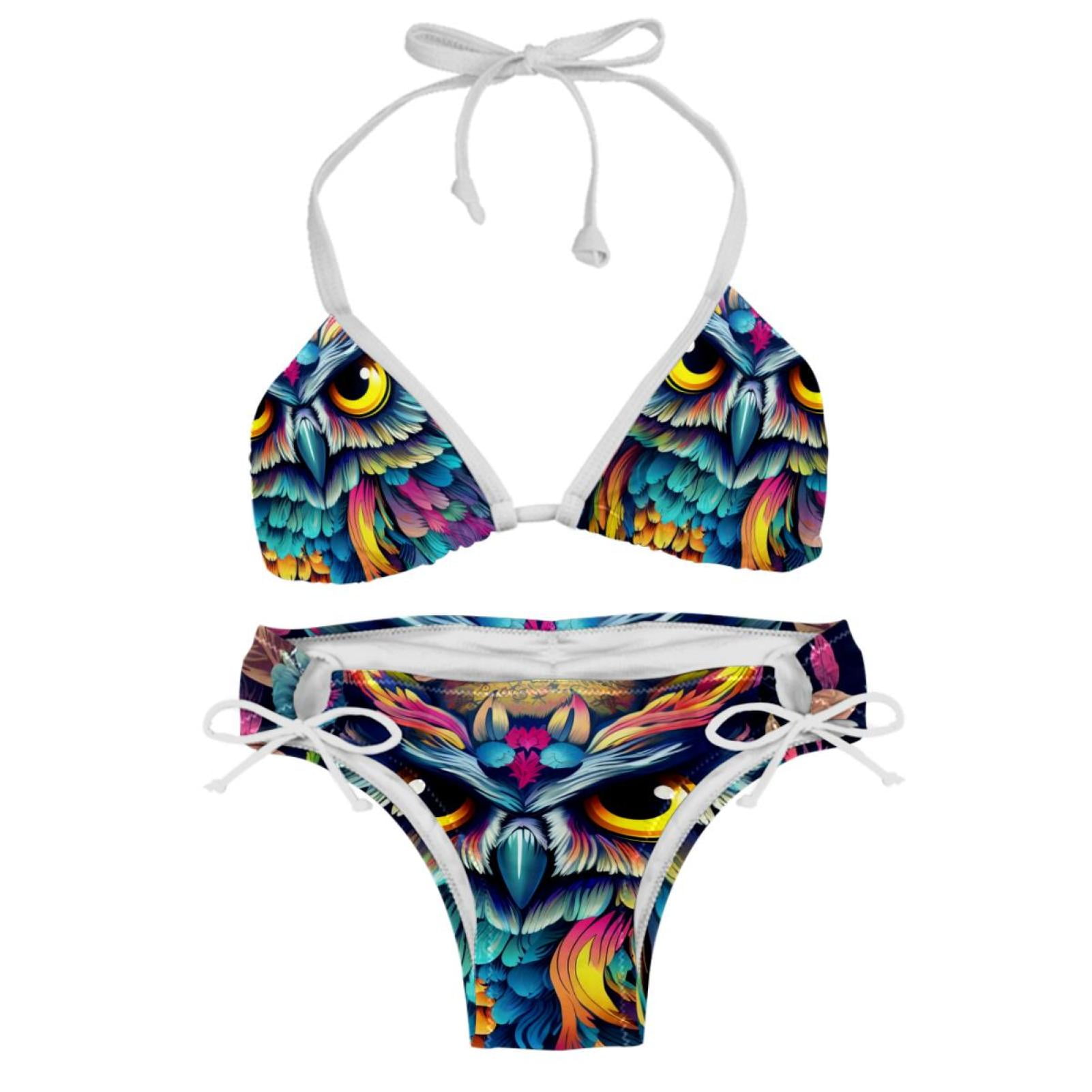 Owl Swim Wear Bikini Set with Detachable Sponge & Adjustable Strap, Two ...