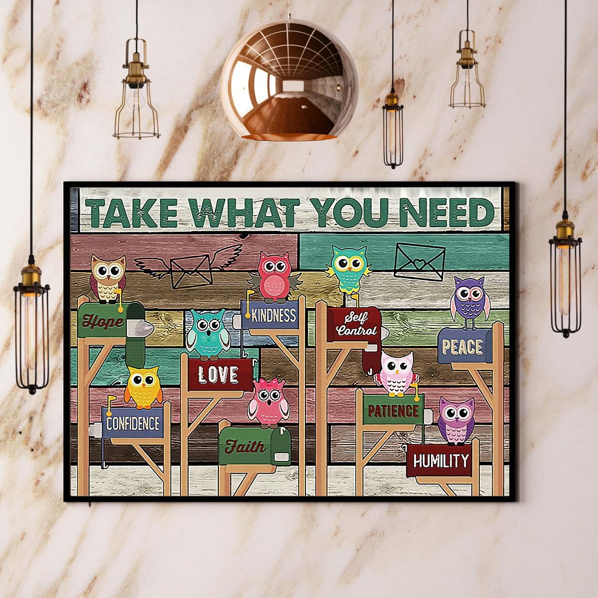 Owl Take What You Need Love Humility Peace Letter Paper Poster No Frame ...